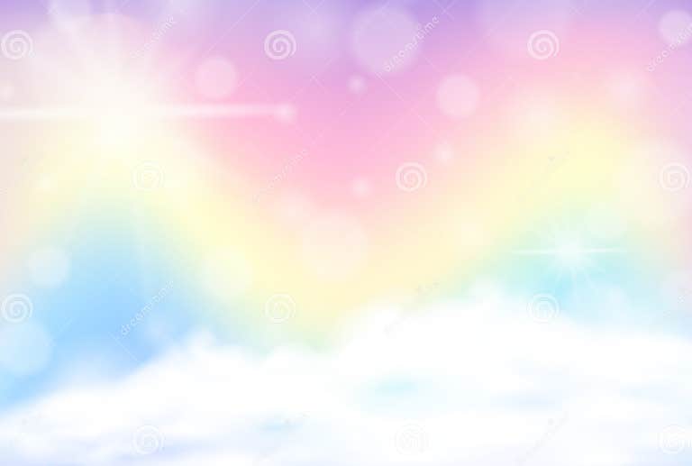 Rainbow Pastel Blurred Sky Background Stock Vector Illustration Of