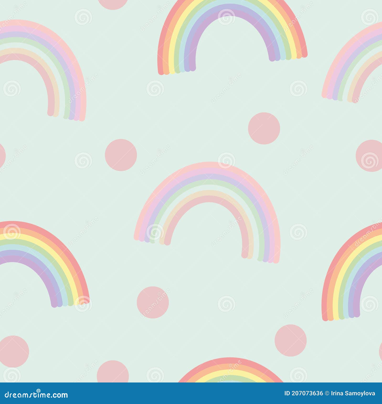 Rainbow Pastel Color Seamless Pattern. Vector Flat Style Stock ...