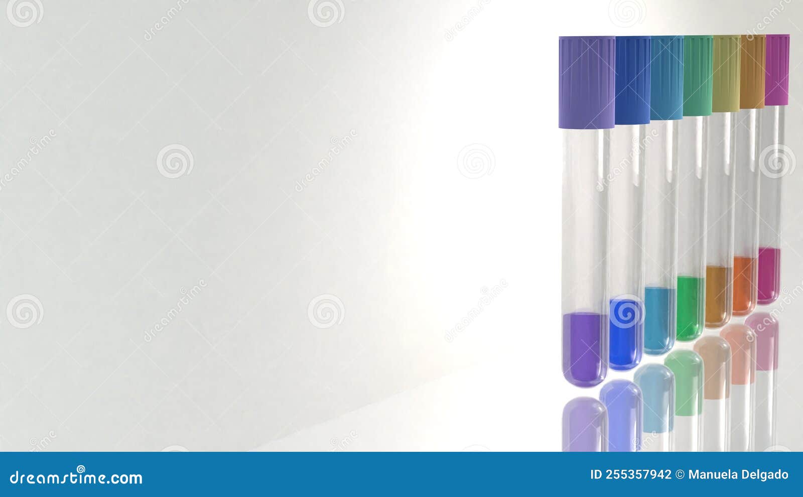 Rainbow Pastel Colored Test Tubes with Cap and Liquid Reflected on the ...