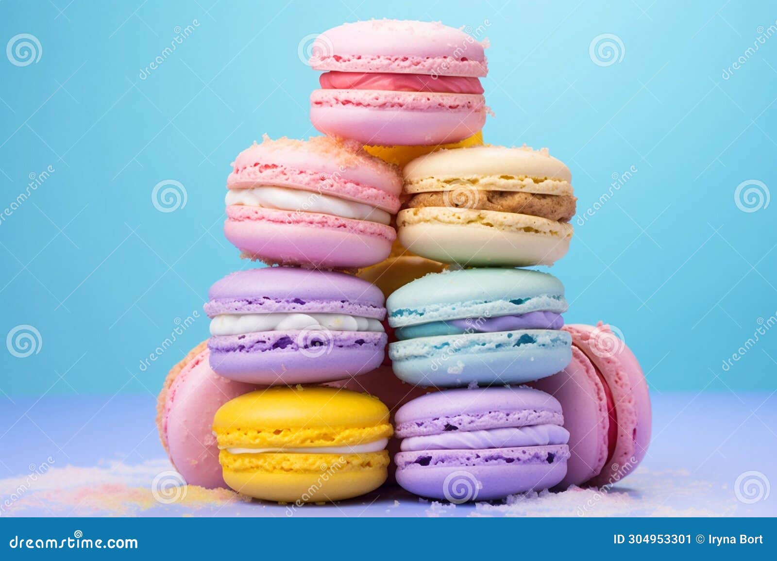 Rainbow Pastel Macaroons in Candy Bar in Luxury Interior Stock Image ...