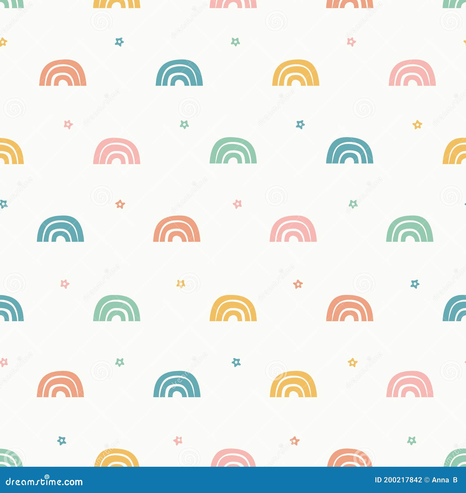 Rainbow Pattern Design, Cute Vector Seamless Repeat Background of ...