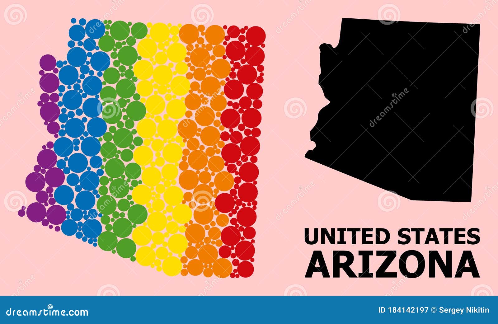 Rainbow Pattern Map of Arizona State for LGBT Stock Vector ...