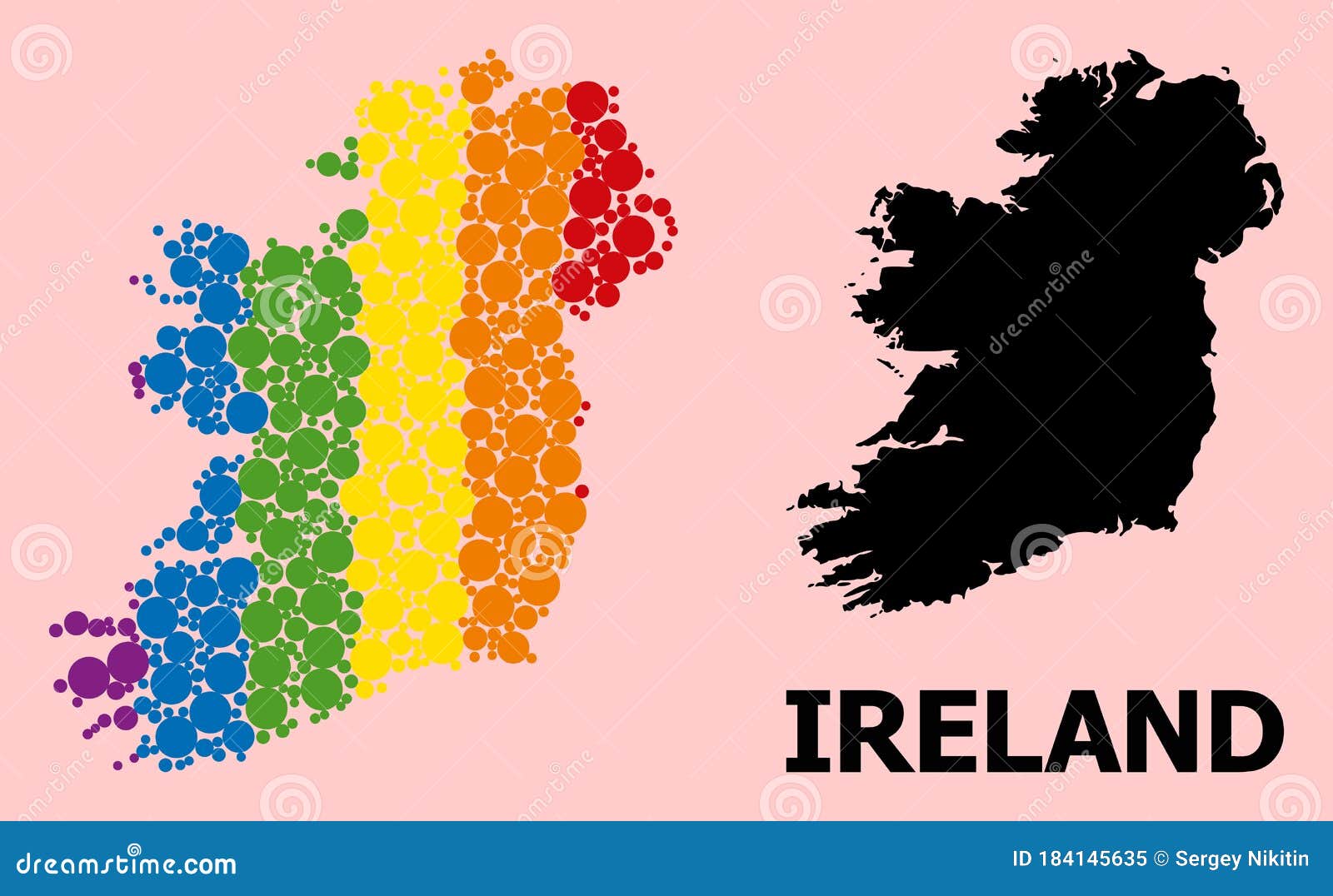 Rainbow Pattern Map of Ireland Island for LGBT Stock Vector ...