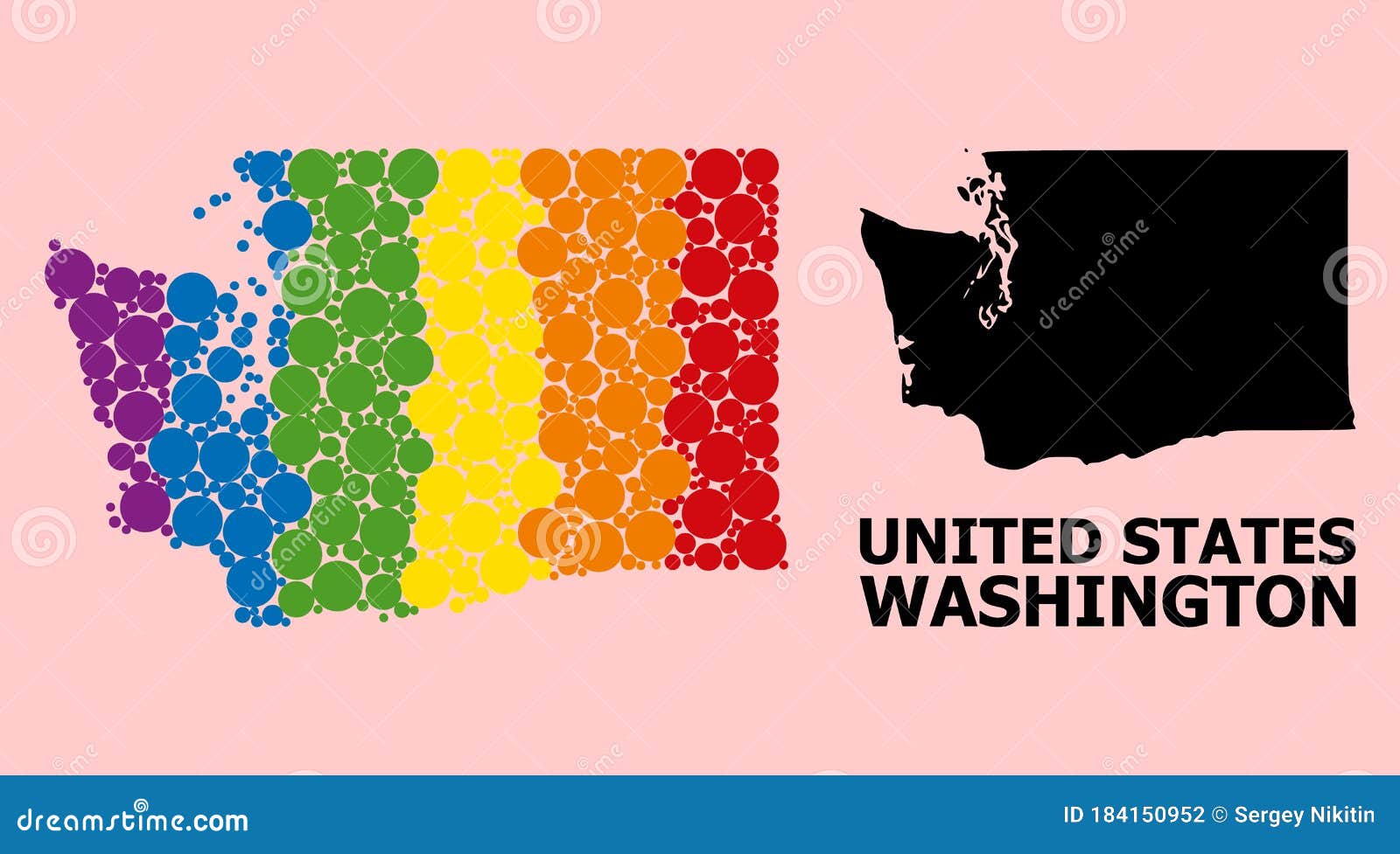 Rainbow Pattern Map of Washington State for LGBT Stock Vector ...