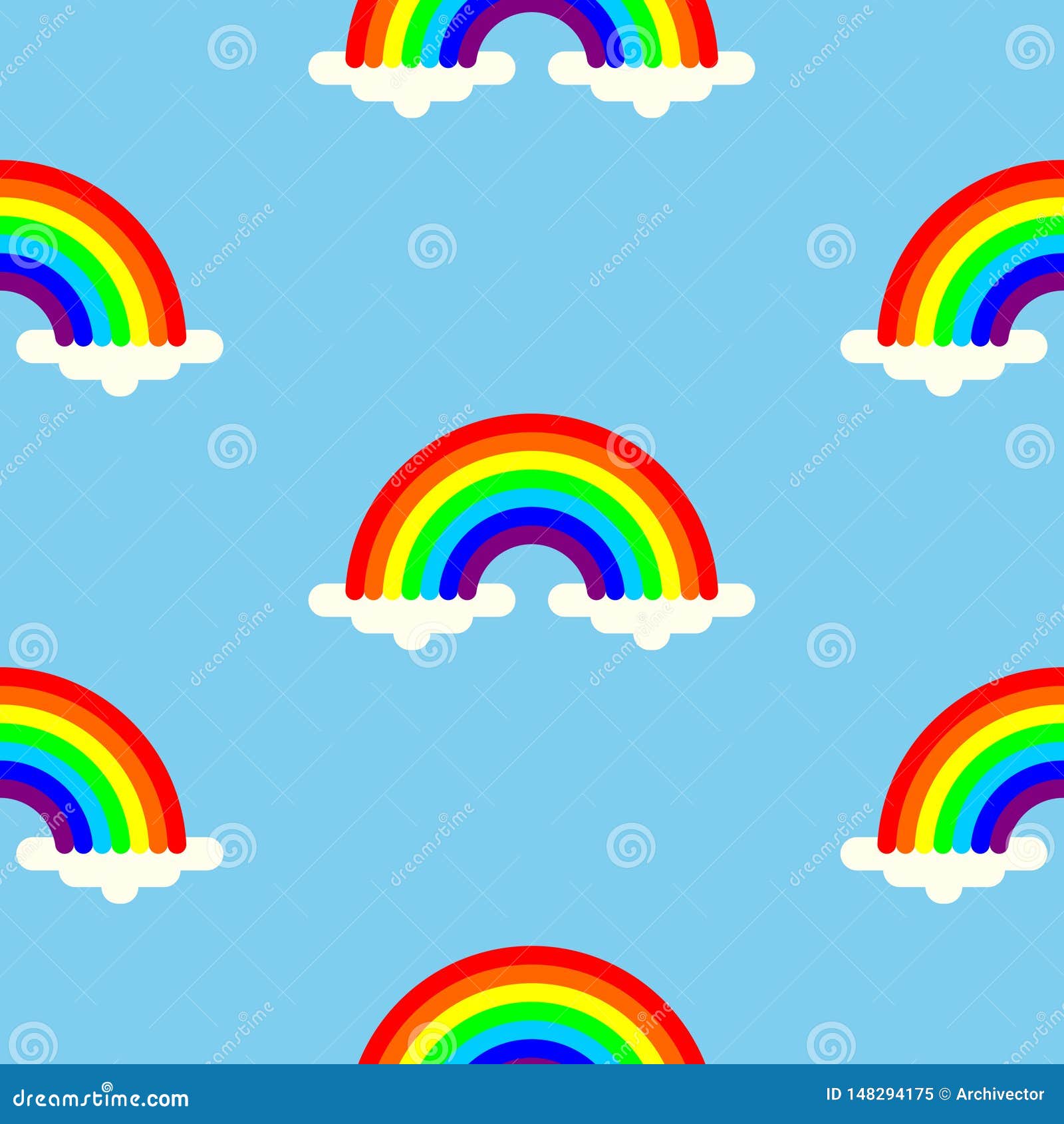 Rainbows in Clouds Colored Seamless Background Stock Vector ...