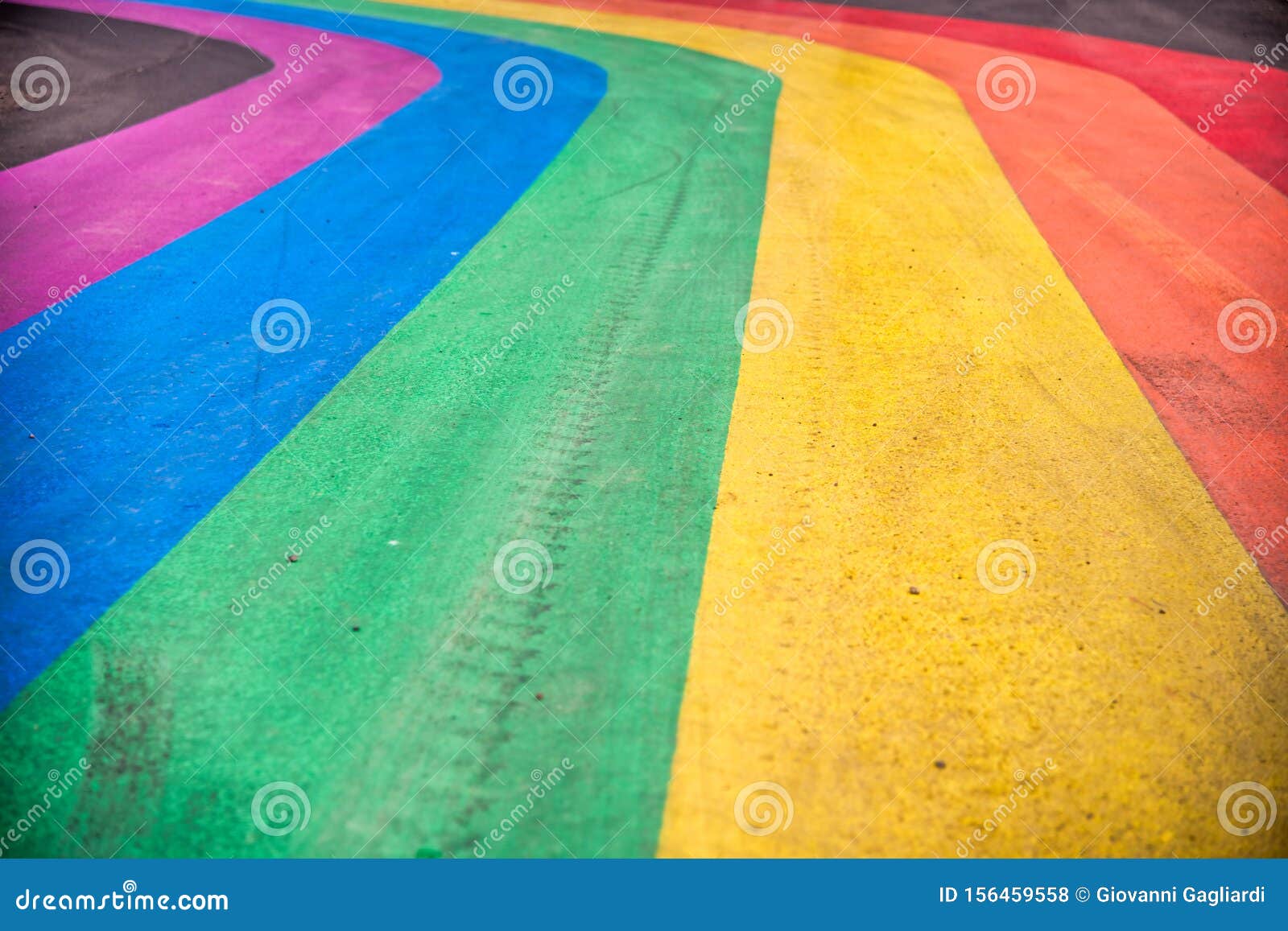 Rainbow Pavement with Colours of Peace Stock Photo - Image of asphalt ...