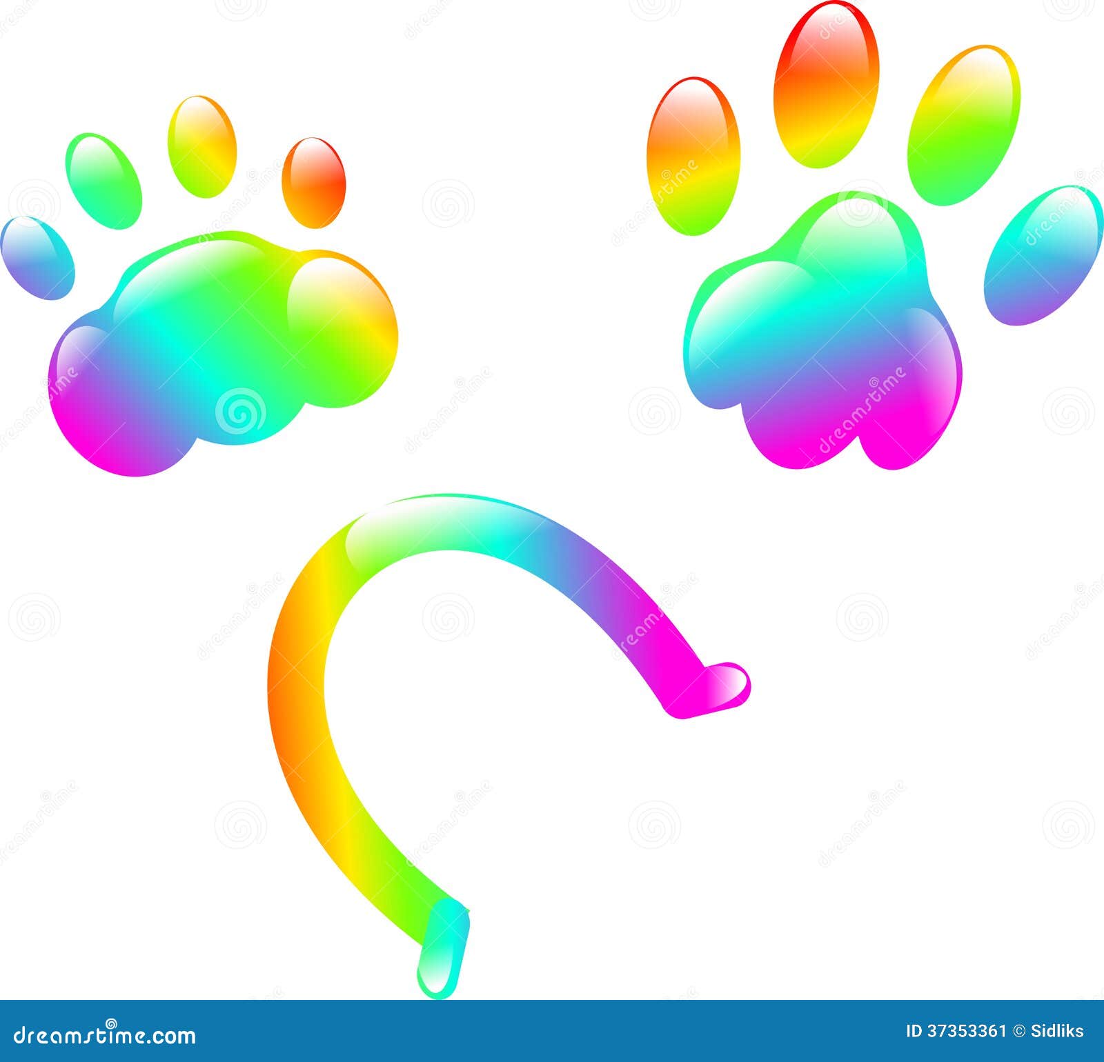 Rainbow paws stock illustration. Illustration of color - 37353361