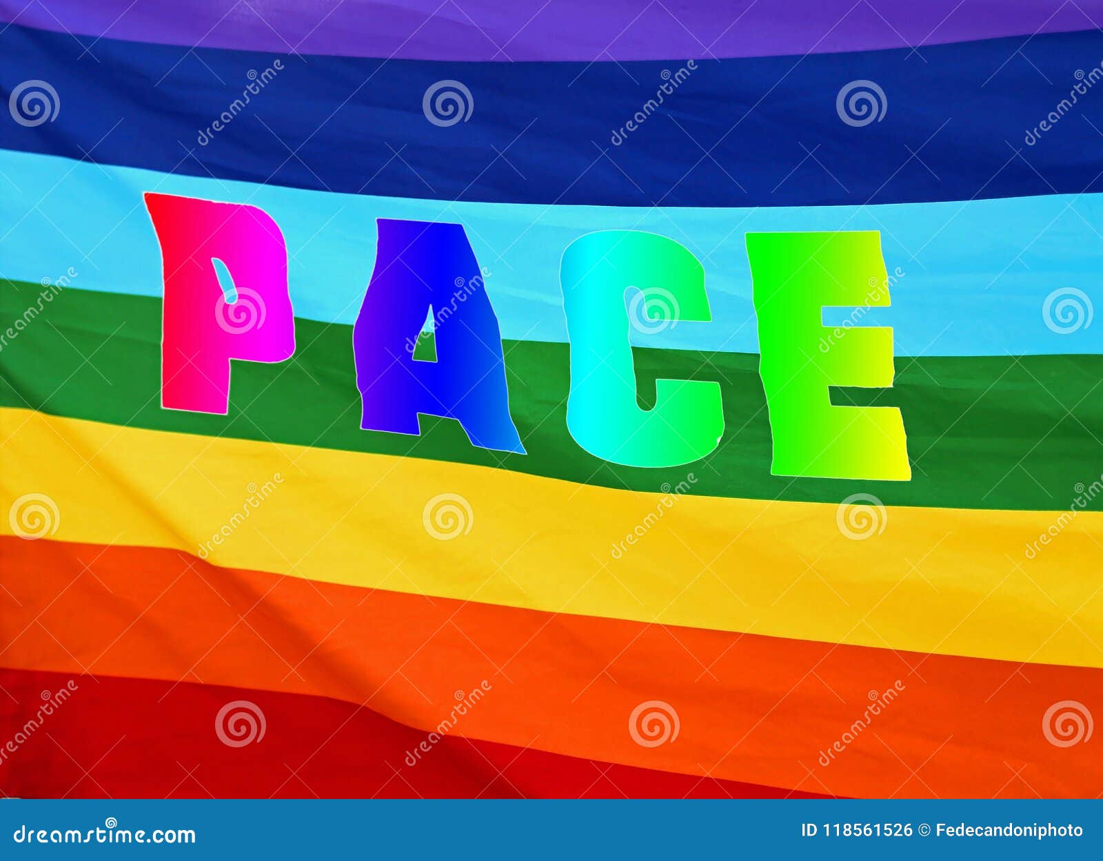 Rainbow Peace Flag with Written PACE in Italy Stock Photo - Image of ...