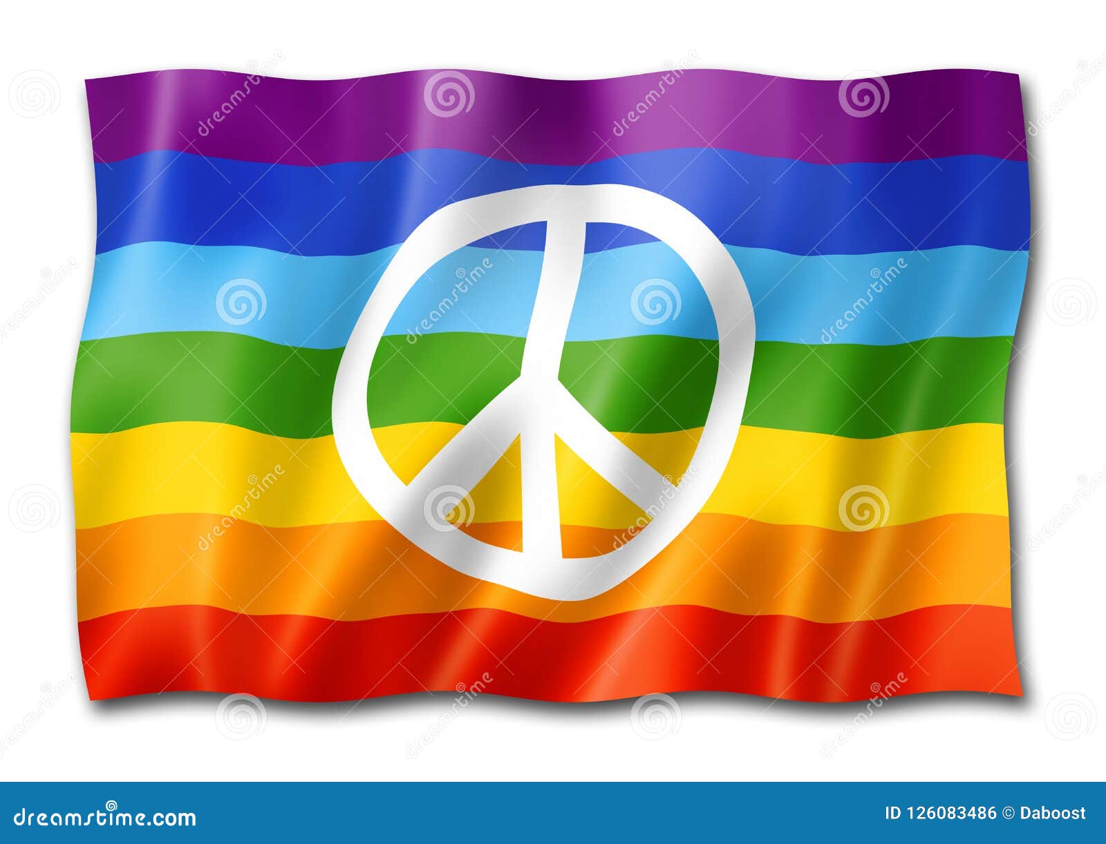 Rainbow Peace Flag Isolated on White Stock Illustration - Illustration ...