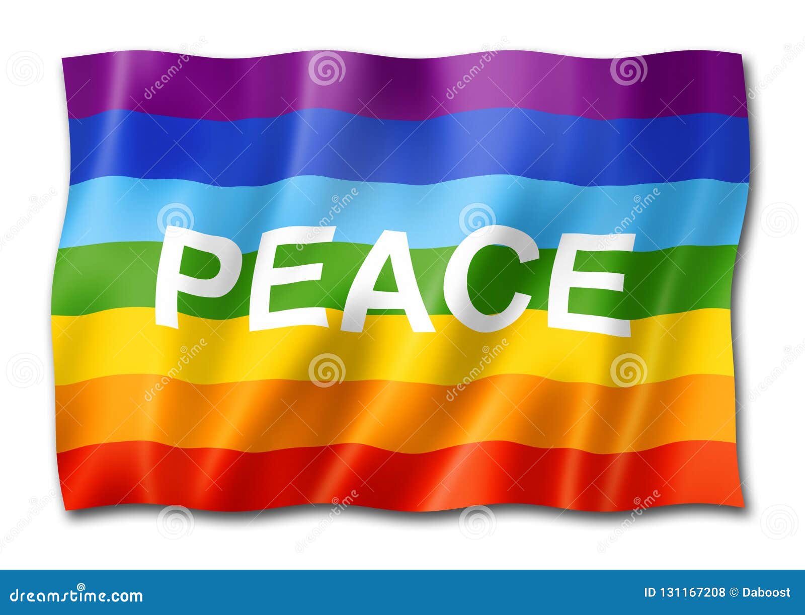 Rainbow Peace Flag Isolated on White Stock Illustration - Illustration ...
