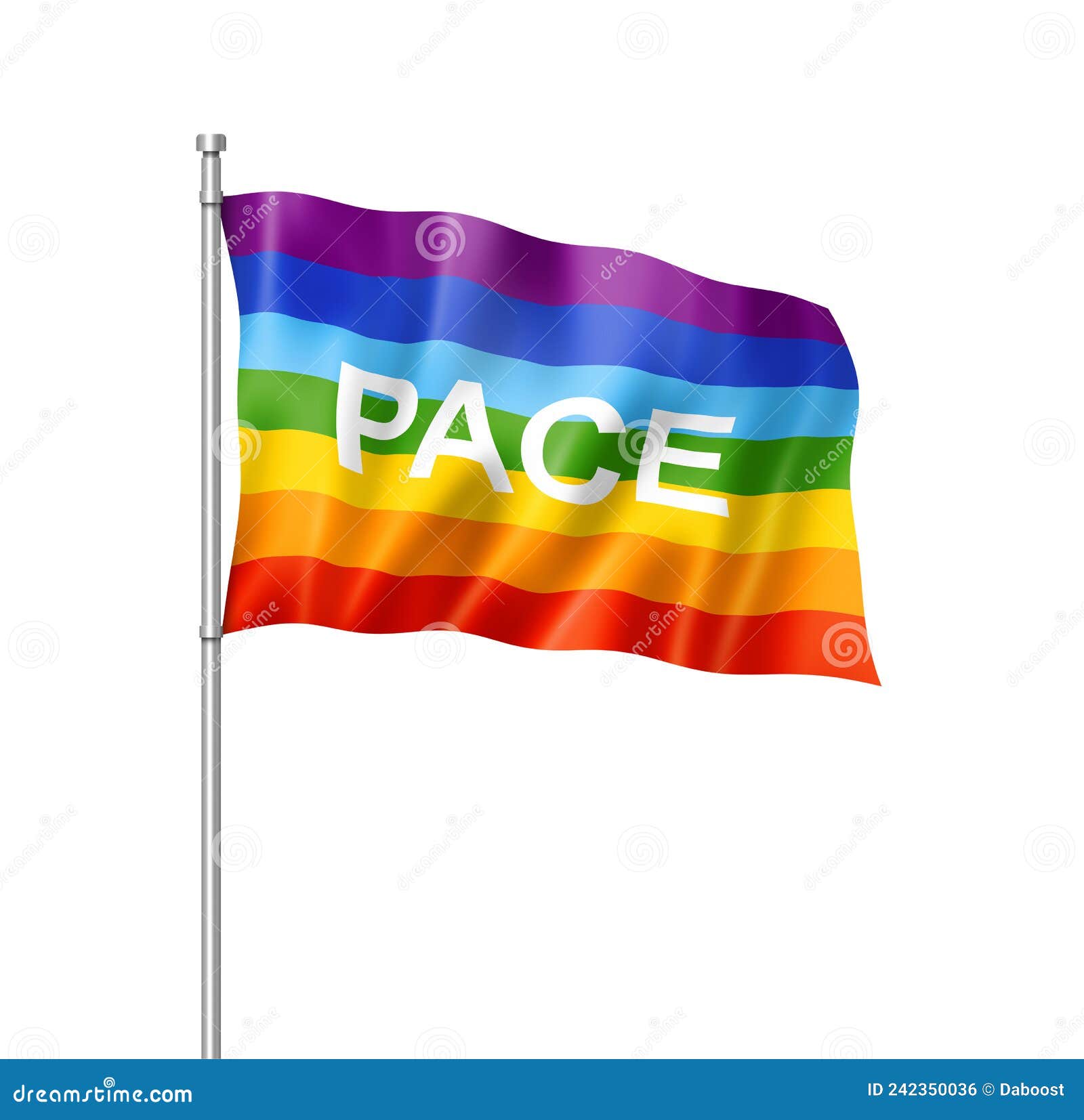 Rainbow Peace / Pace Flag Isolated on White Stock Illustration ...