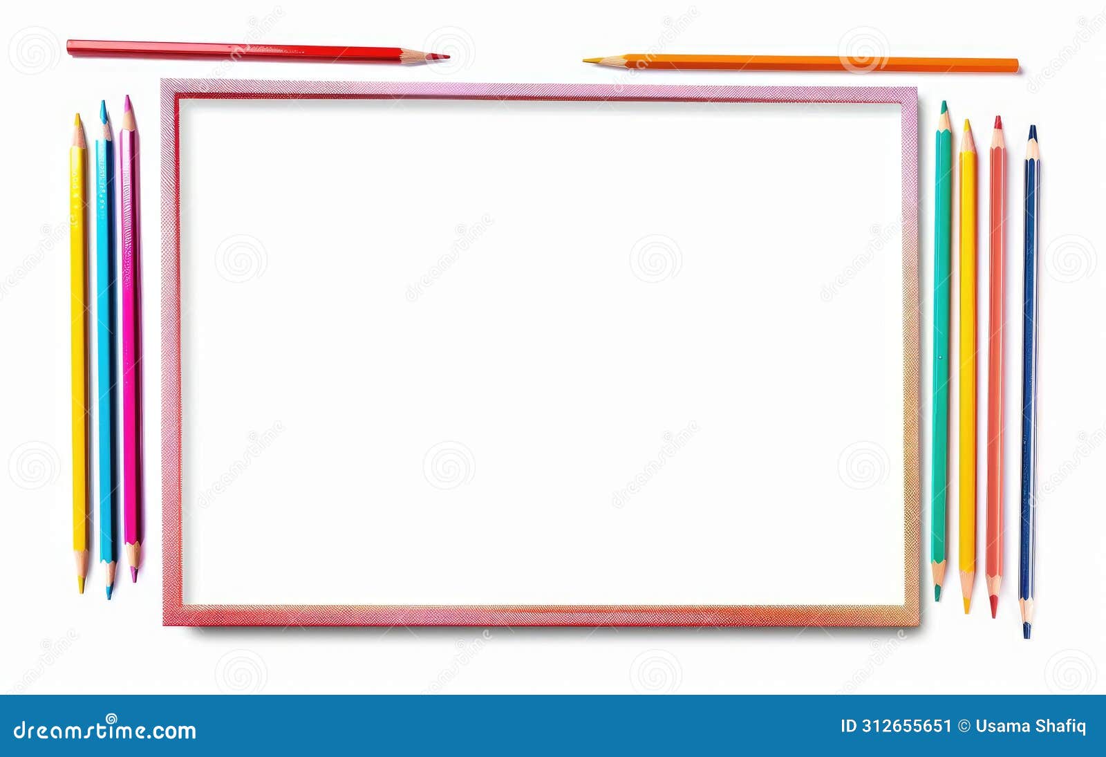 Rainbow Pencil Lineup on Edge Isolated on White Background, Stock ...