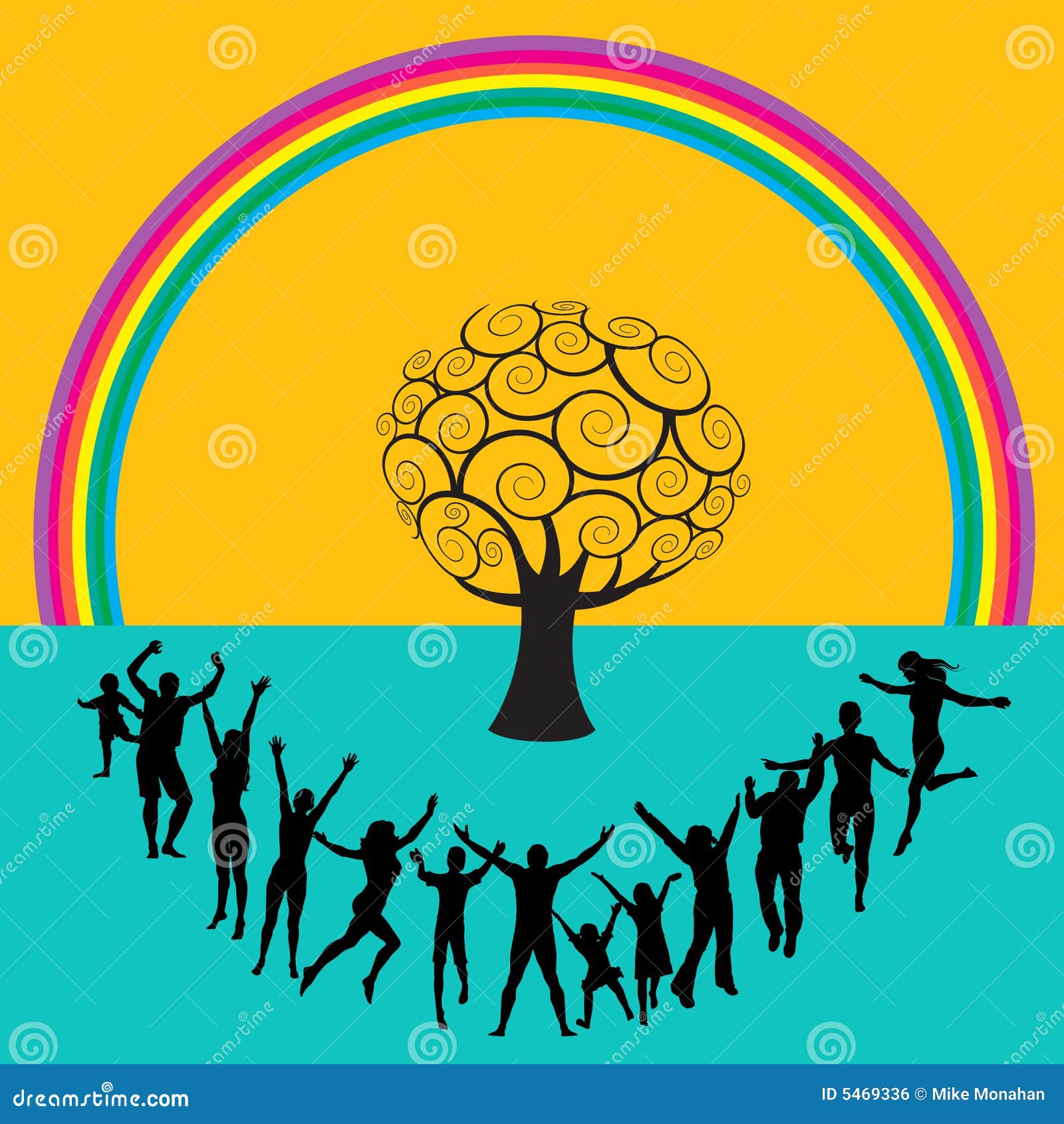 Rainbow and people dancing stock vector. Illustration of dance - 5469336