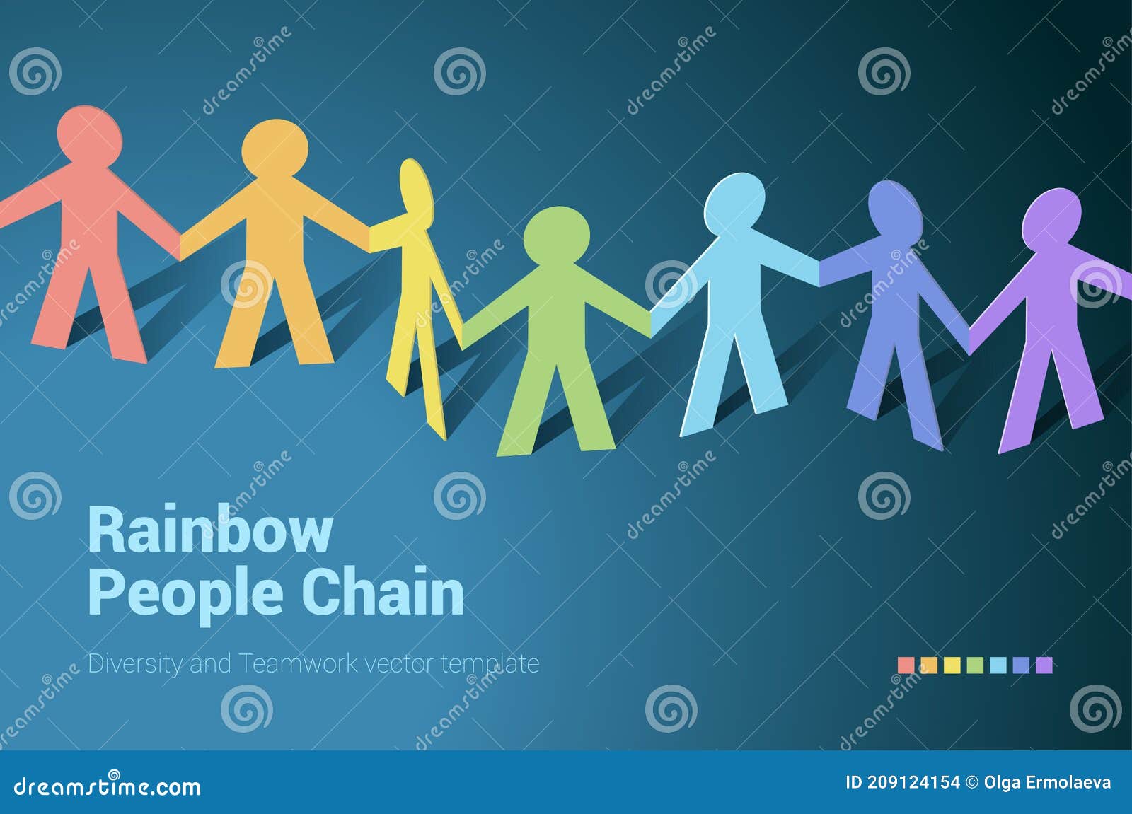 Rainbow People Team in Chain Stock Vector - Illustration of assist ...