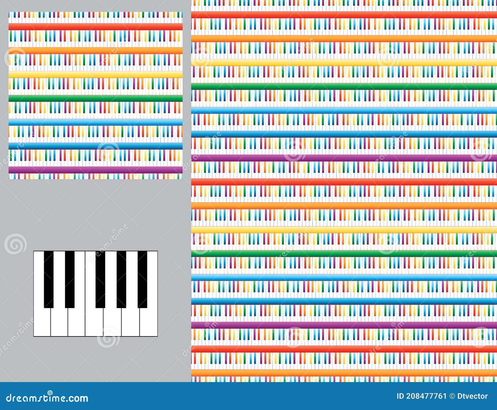 Rainbow Piano Horizontal Display Seamless Pattern Cartoon Vector ...