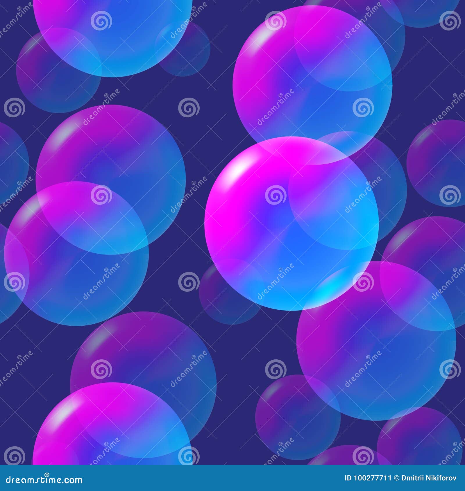Rainbow Pink and Blue Bubbles with Light. Vector Illustration Stock ...