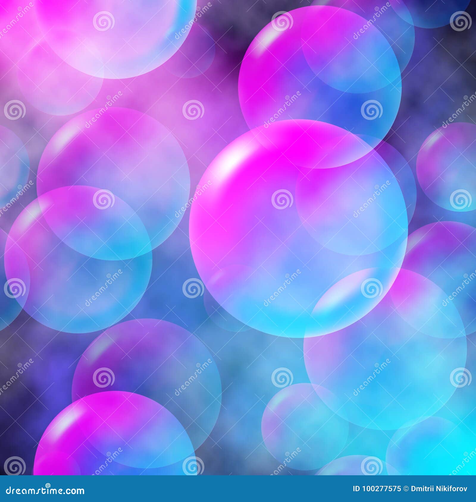 Rainbow Pink and Blue Bubbles with Light. Vector Illustration Stock ...