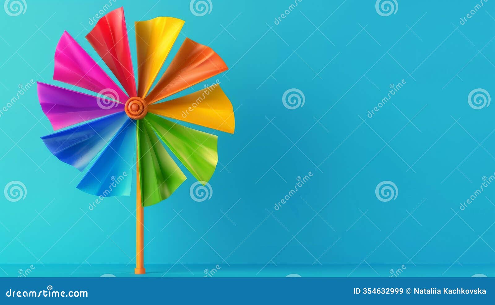 Rainbow Pinwheel on Blue Background Stock Illustration - Illustration ...