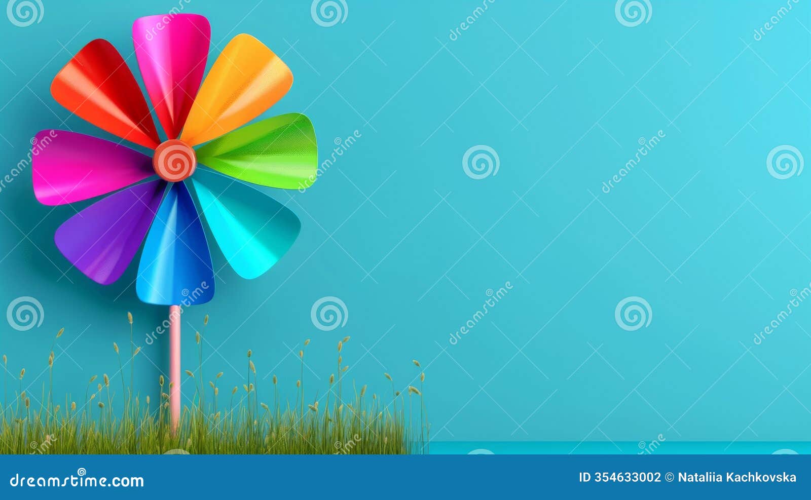 Rainbow Pinwheel on Blue Background Stock Illustration - Illustration ...