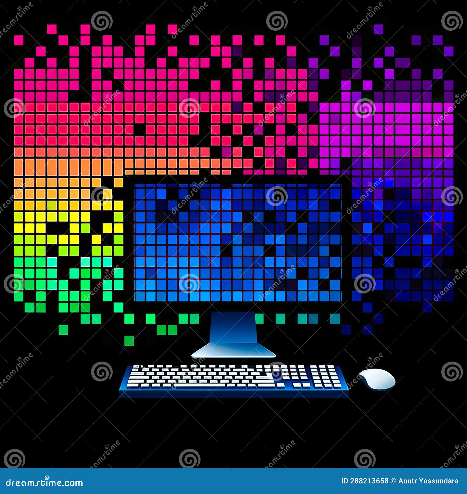 Rainbow Pixel Art Pattern for Technology Abstract Background. Stock ...