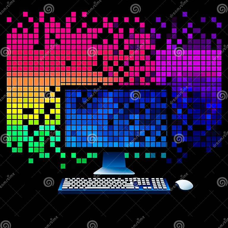 Rainbow Pixel Art Pattern for Technology Abstract Background. Stock ...