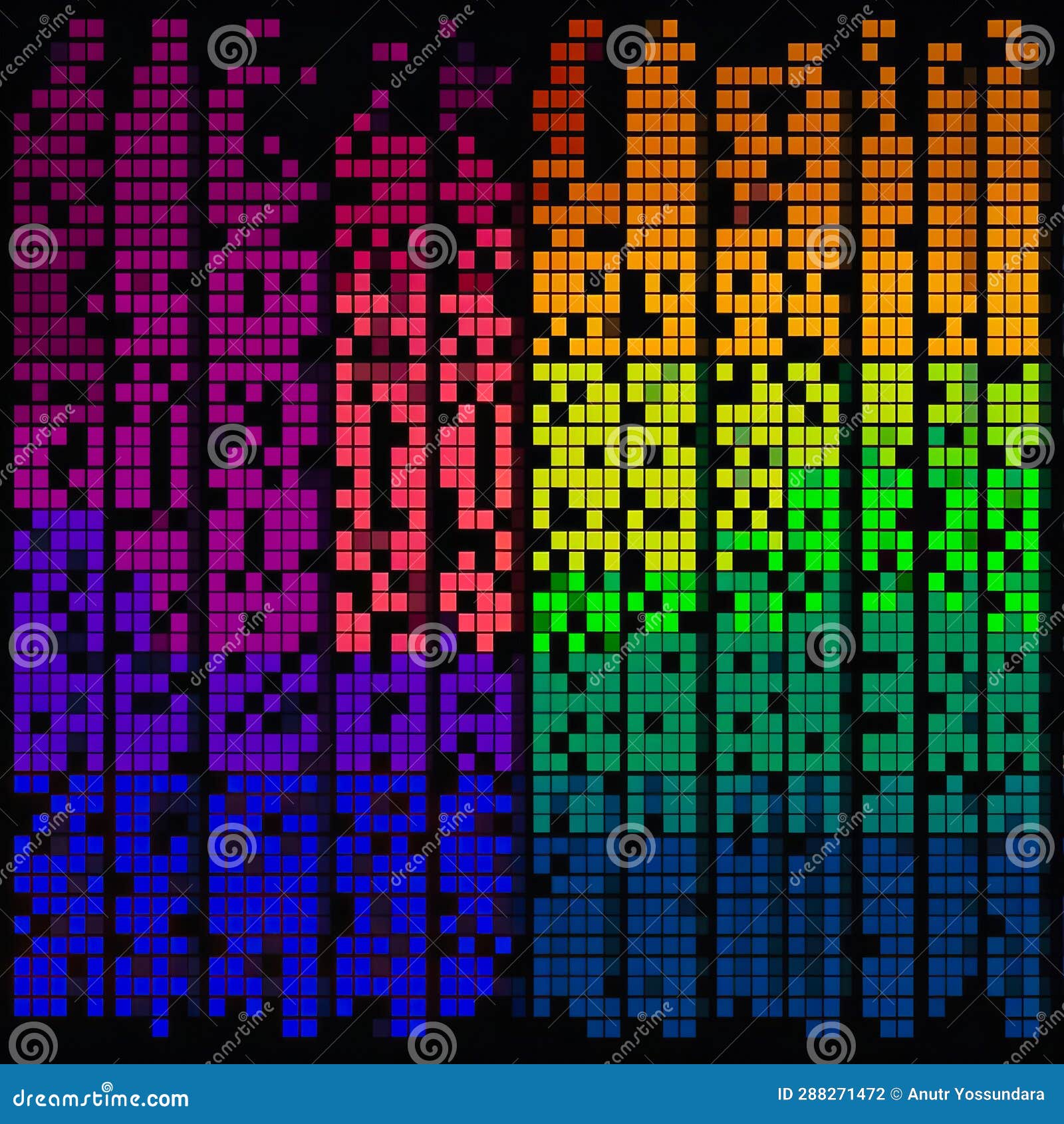 Rainbow Pixel Art Pattern for Technology Abstract Background. Stock ...