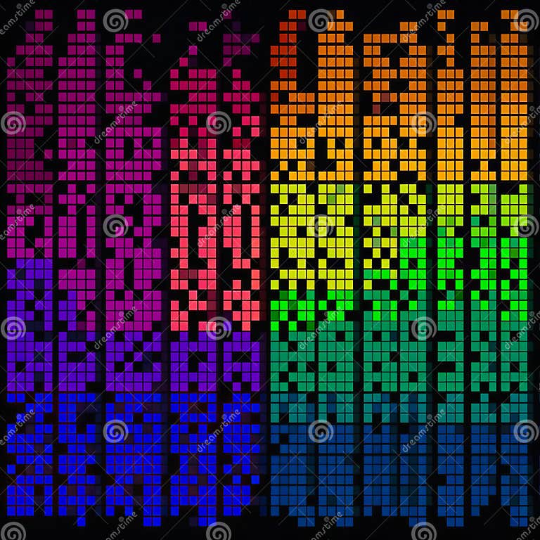 Rainbow Pixel Art Pattern for Technology Abstract Background. Stock ...