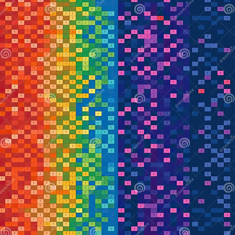 Rainbow Pixel Art Pattern for Technology Abstract Background. Stock ...
