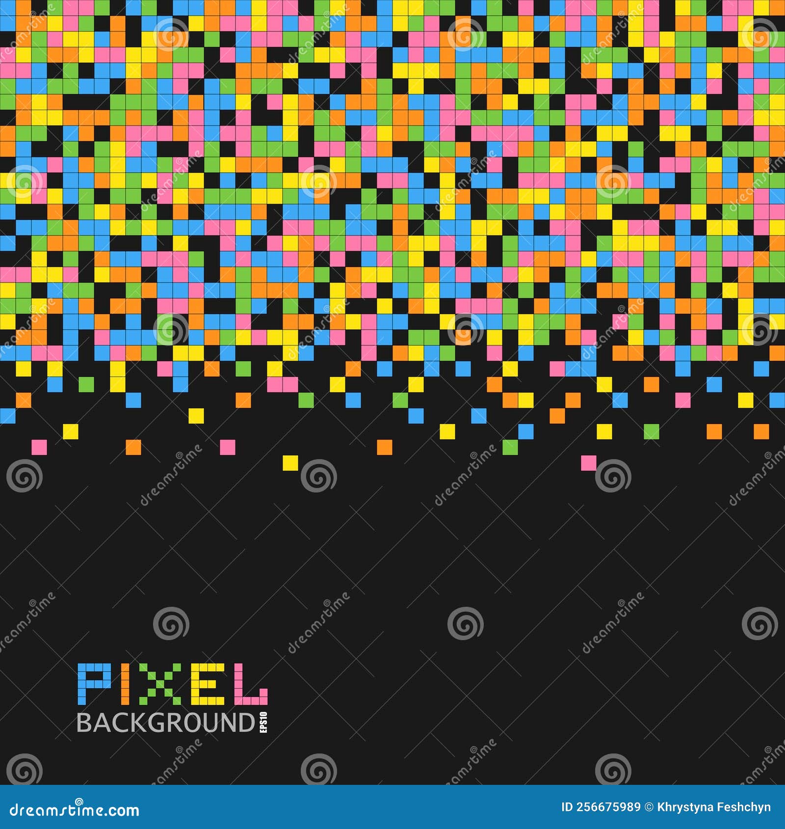 Rainbow Pixel on a Black Background. Colored Mash Squares Digitale ...