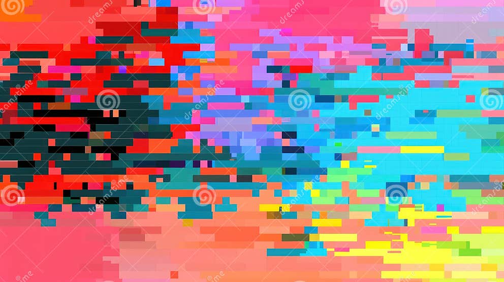 Rainbow Pixelated Cyber Glitch TV Static Background Stock Illustration ...