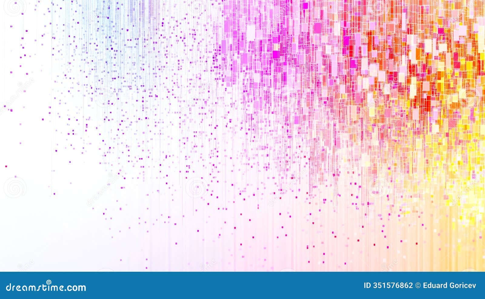 Rainbow Pixelated Data Stream Flowing on White Background Stock Photo ...