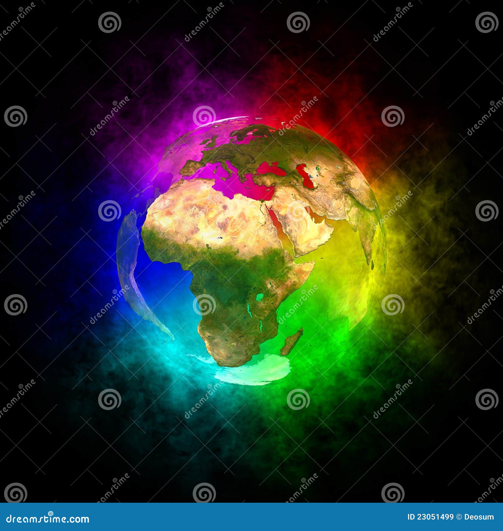 Rainbow Planet Earth - Europe Stock Illustration - Illustration of glow ...