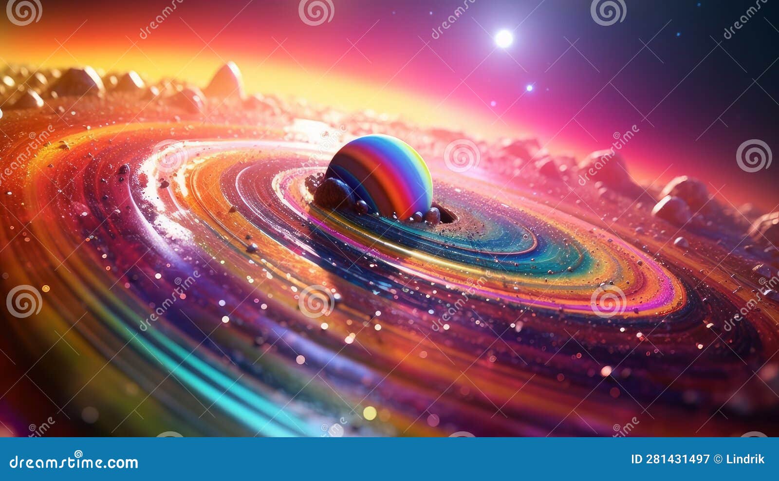 Rainbow Planets of the Solar System Stock Illustration - Illustration ...