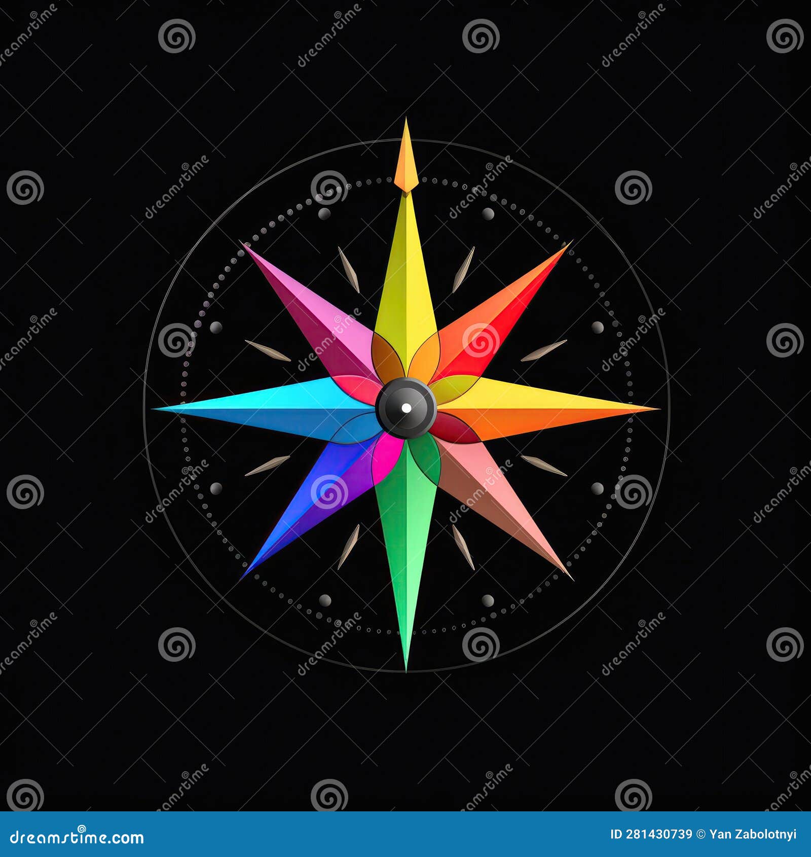 Rainbow Pointers a Compass Icon with Vibrant Rainbowcolored Pointers ...