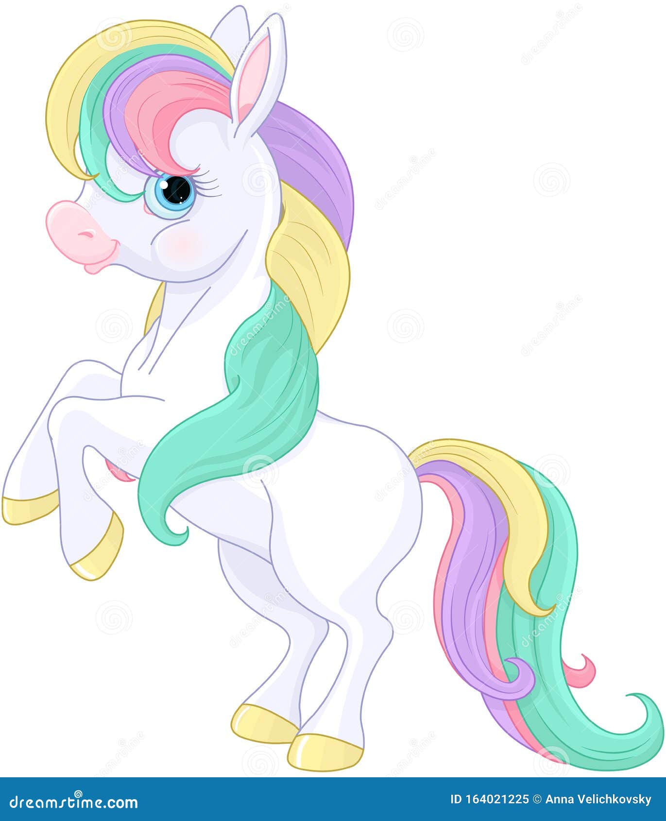 Rainbow Pony Rearing Up stock vector. Illustration of white - 164021225