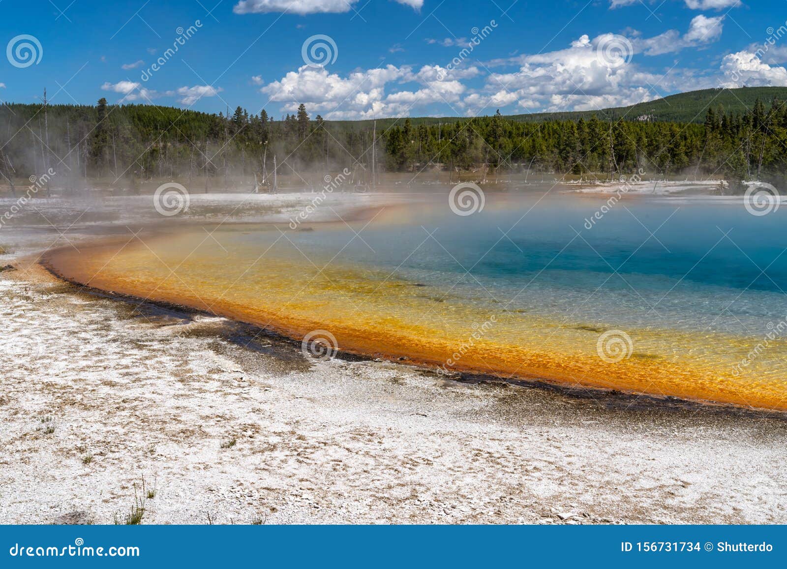 Rainbow Pool in Black Sand Basin Stock Photo - Image of mineral, beauty ...