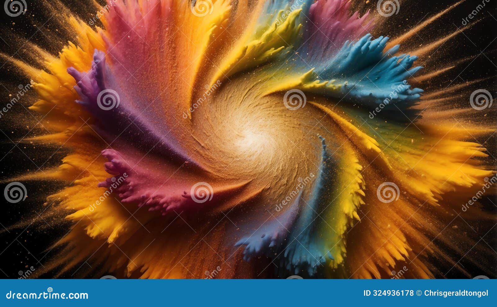 Rainbow Powder Center Radial Explosion Isolated in Gol Ai Generated ...