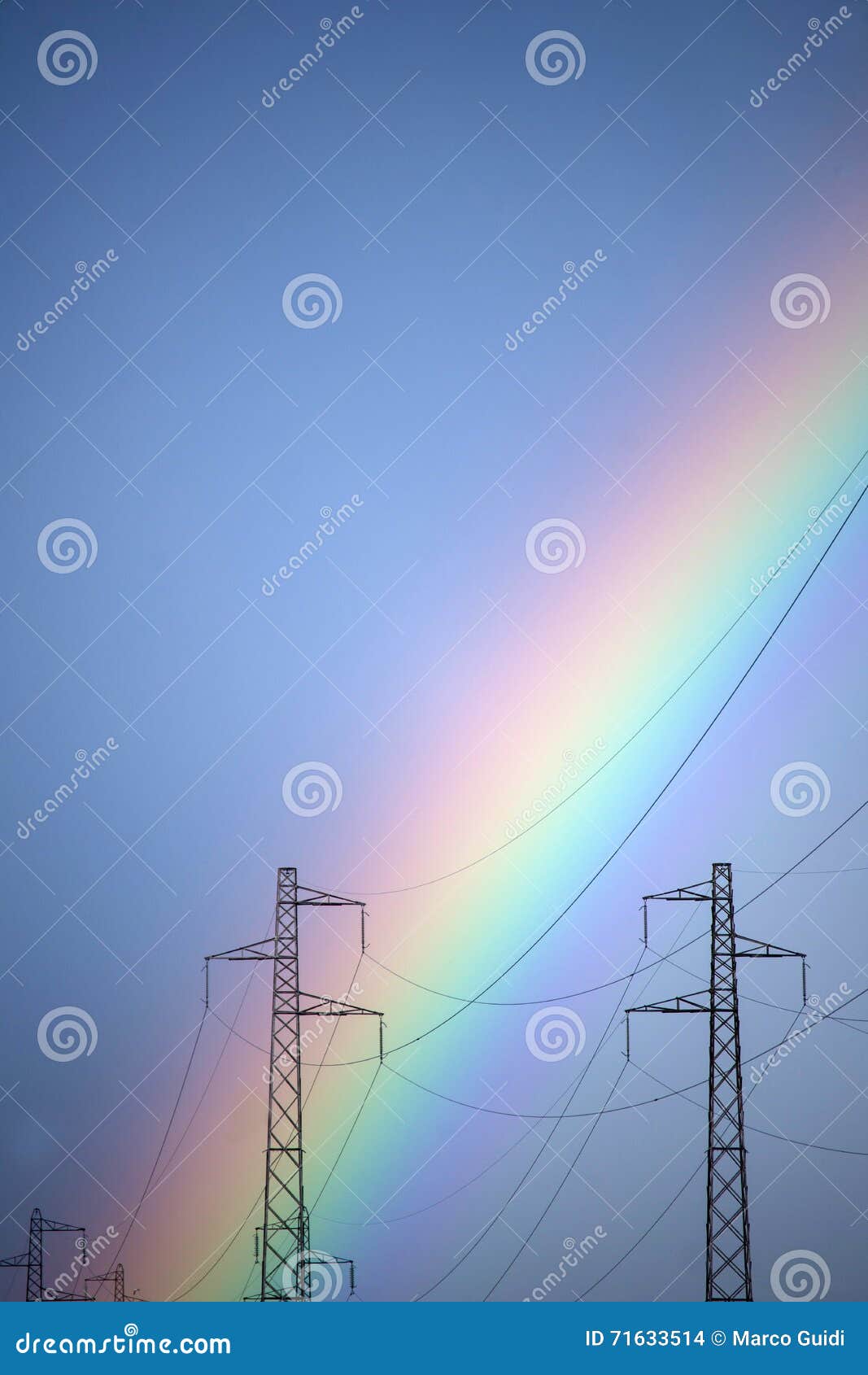 Rainbow through power line stock photo. Image of blue - 71633514