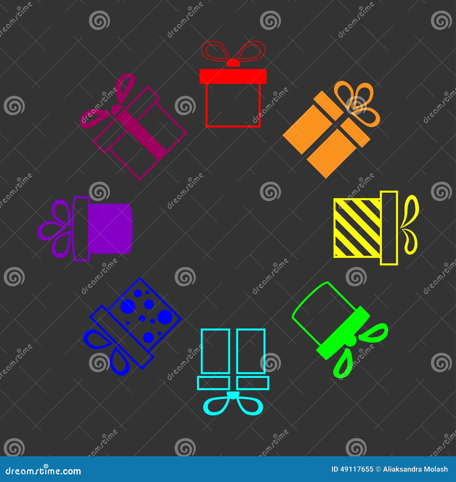 Rainbow presents stock vector. Illustration of object - 49117655
