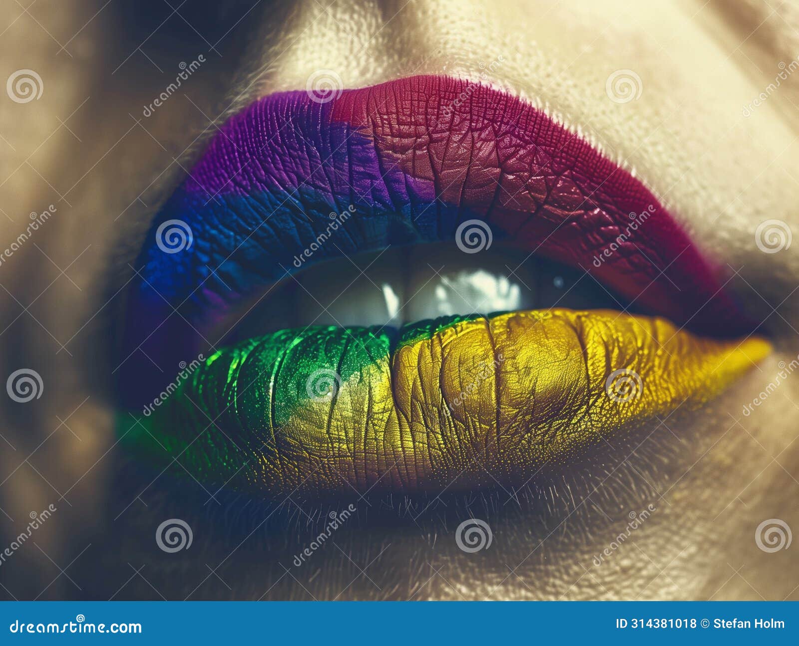 Rainbow Pride Lips Painted for Healing and Harmony. Stock Illustration ...
