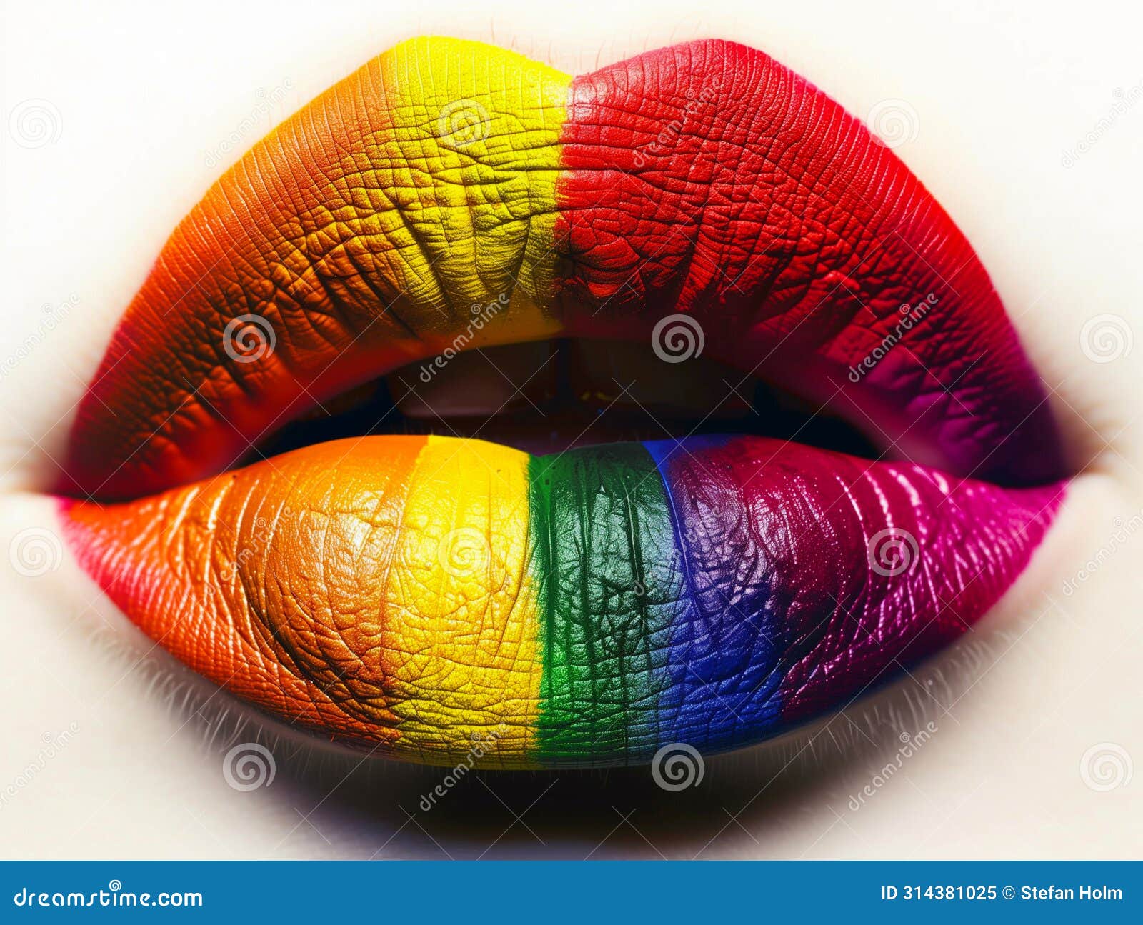 Rainbow Pride Lips Painted for Healing and Harmony. Stock Illustration ...