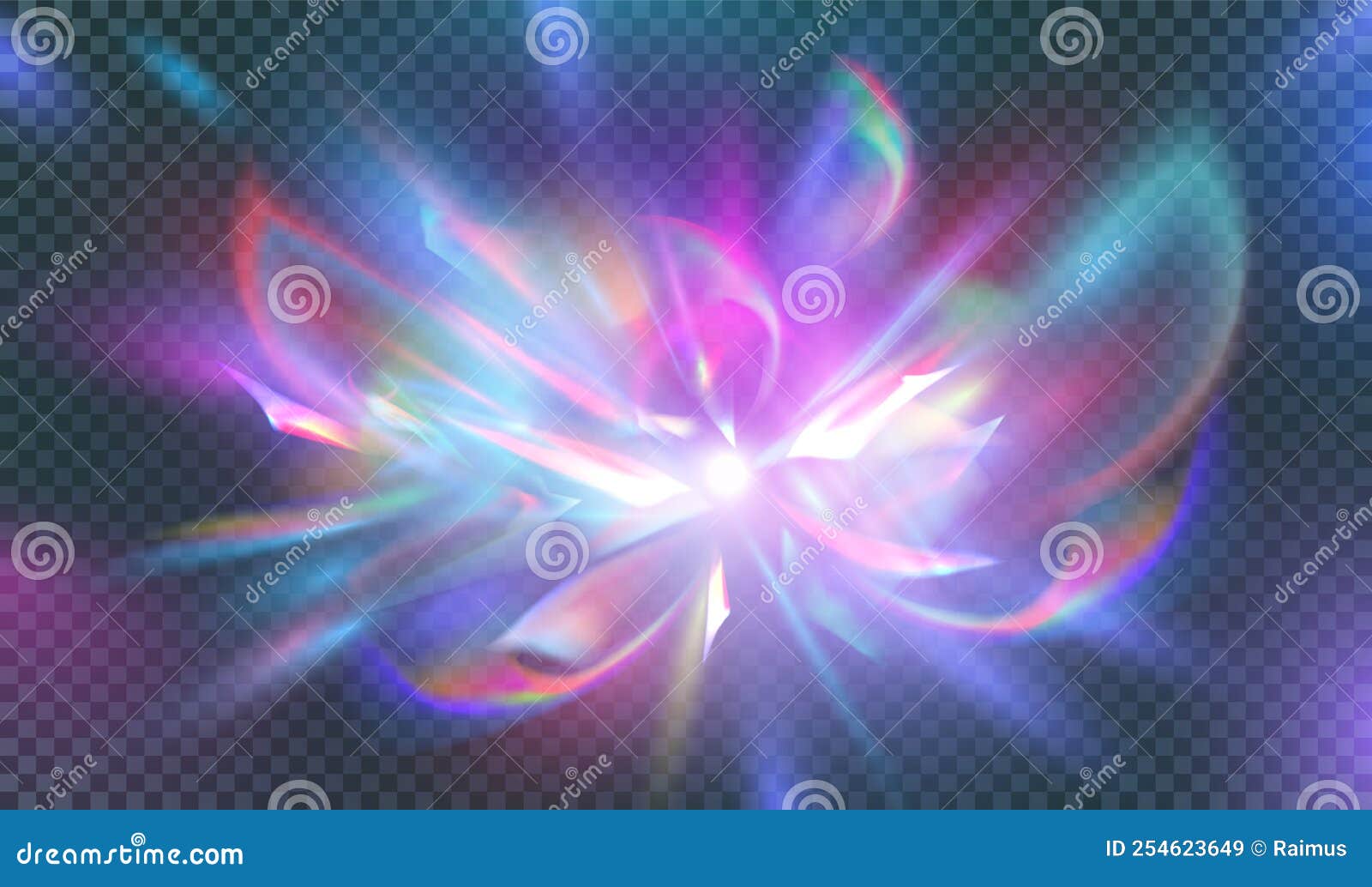 Rainbow Prism Flare Lens Realistic Effect at Violet Background. Vector ...