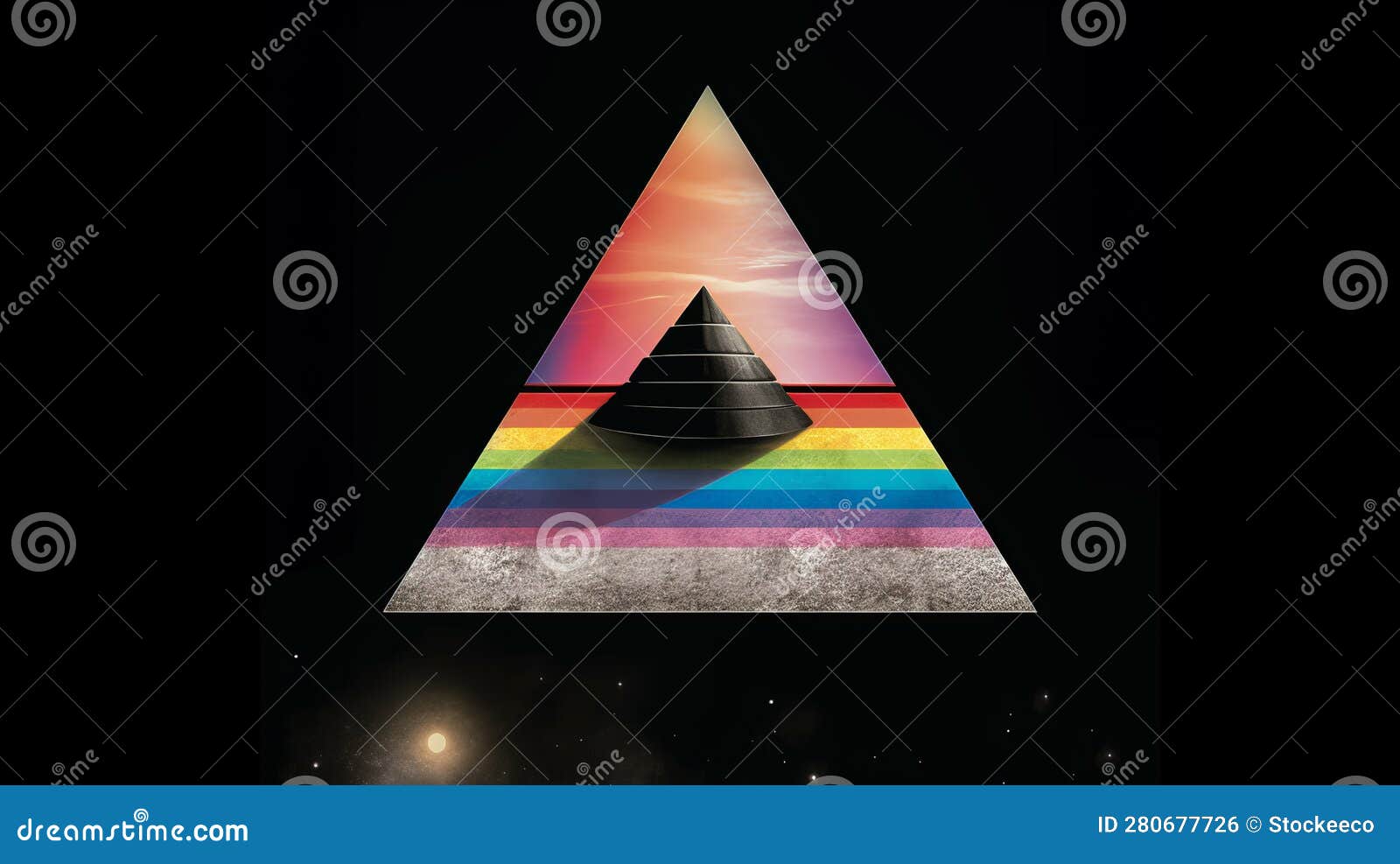 Rainbow Pyramid Wall Posters in Iconic Album Cover Style Stock ...