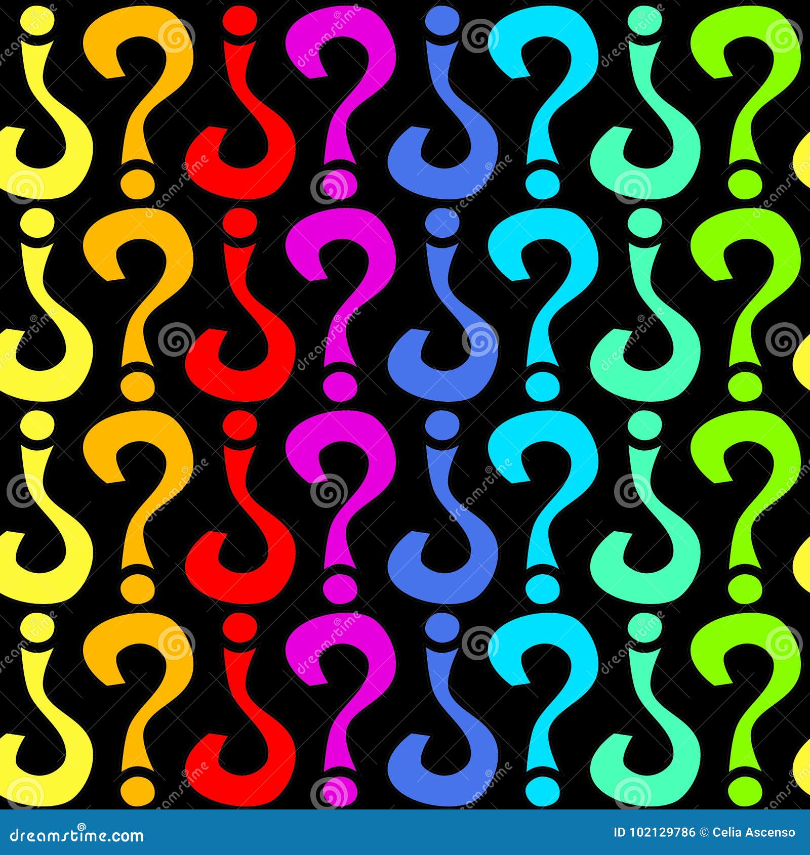 Rainbow Questions on Black Seamless Background Stock Illustration ...