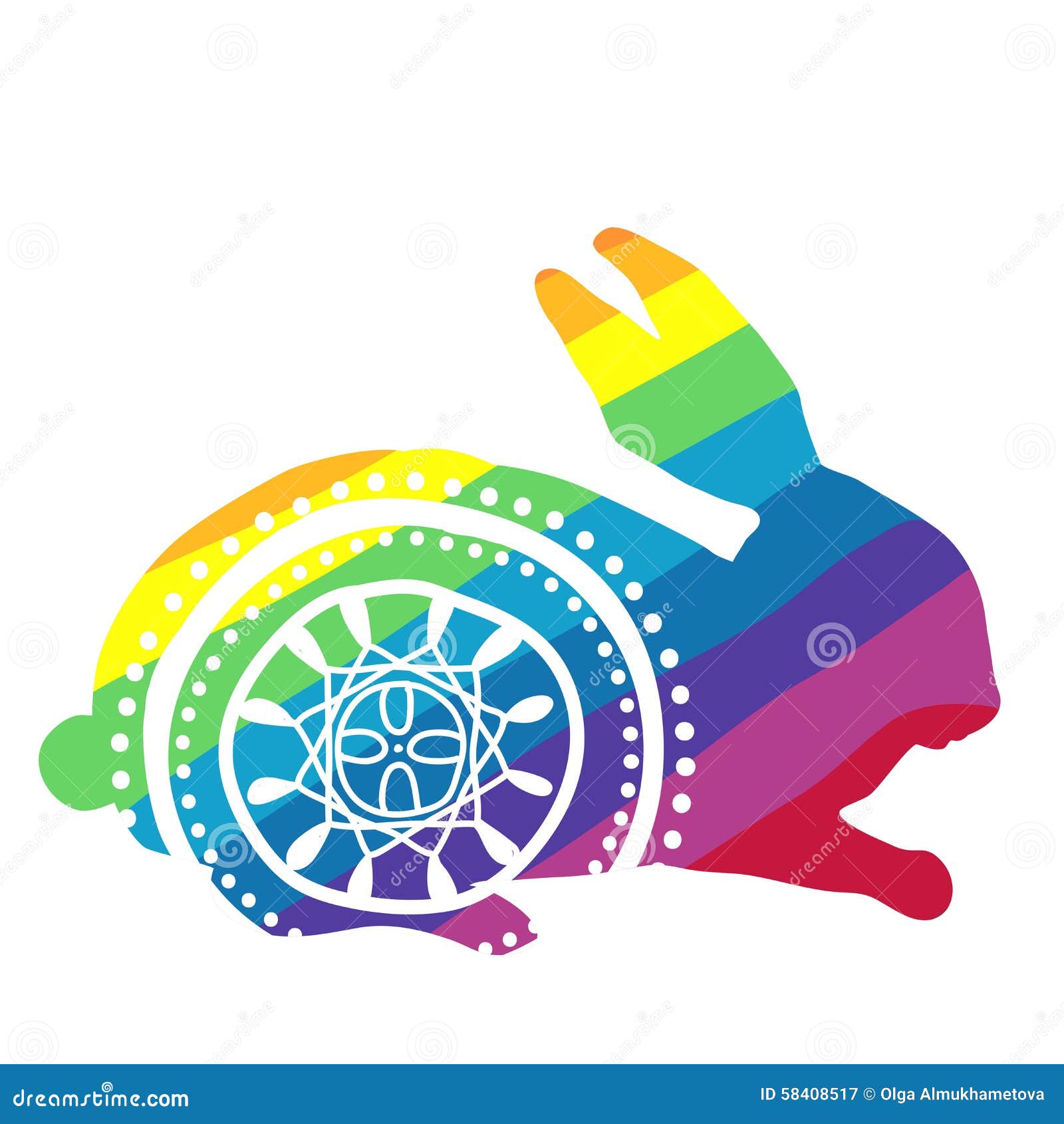 Rainbow Rabbit with Ornament Stock Vector - Illustration of hare ...