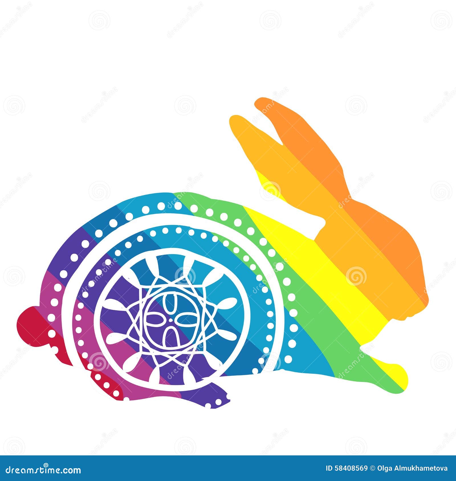 Rainbow Rabbit with Ornament Stock Vector - Illustration of holiday ...