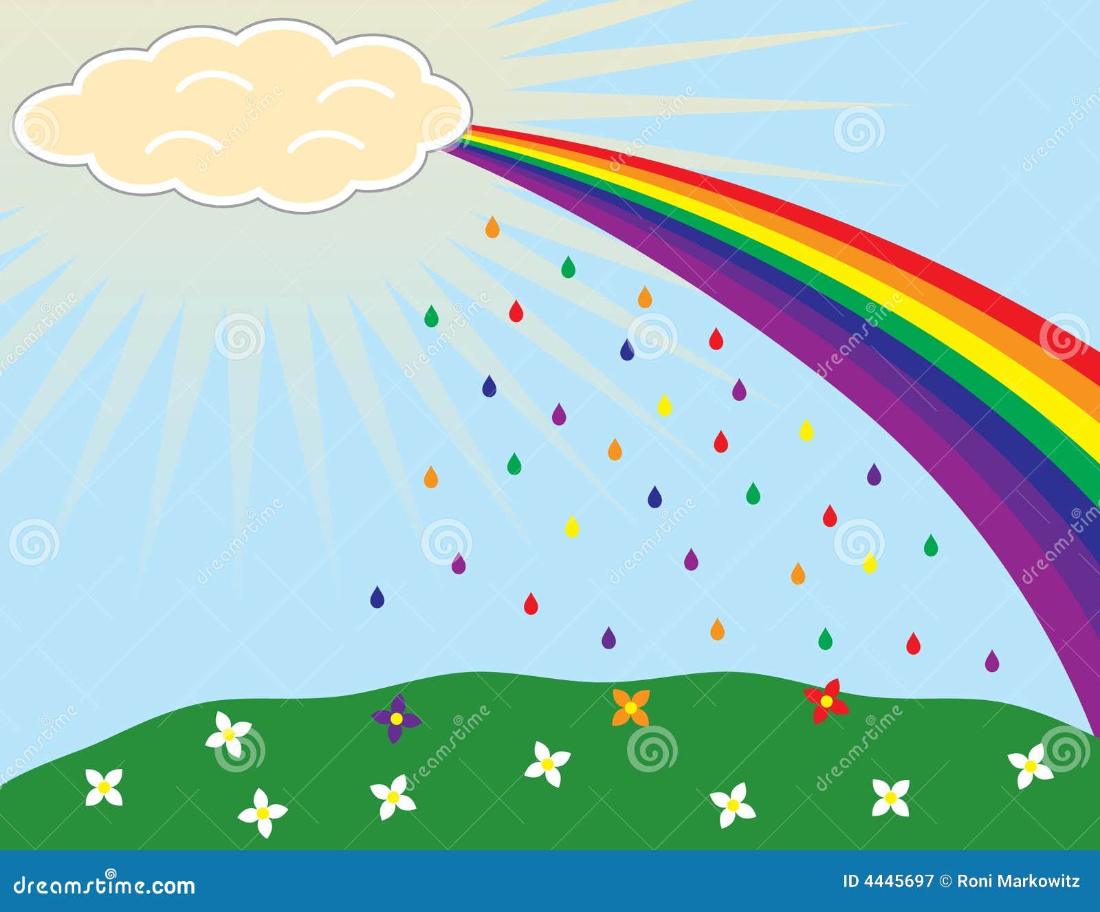 Rainbow rain stock vector. Illustration of bloom, rays - 4445697