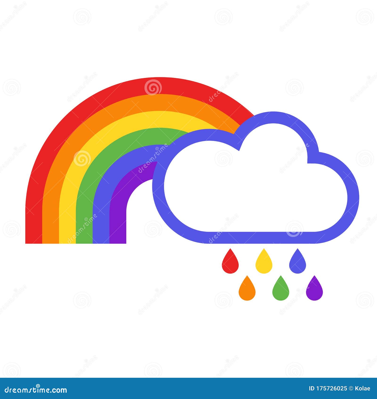 Rainbow Rain and Cloud Icon Stock Vector - Illustration of summer ...