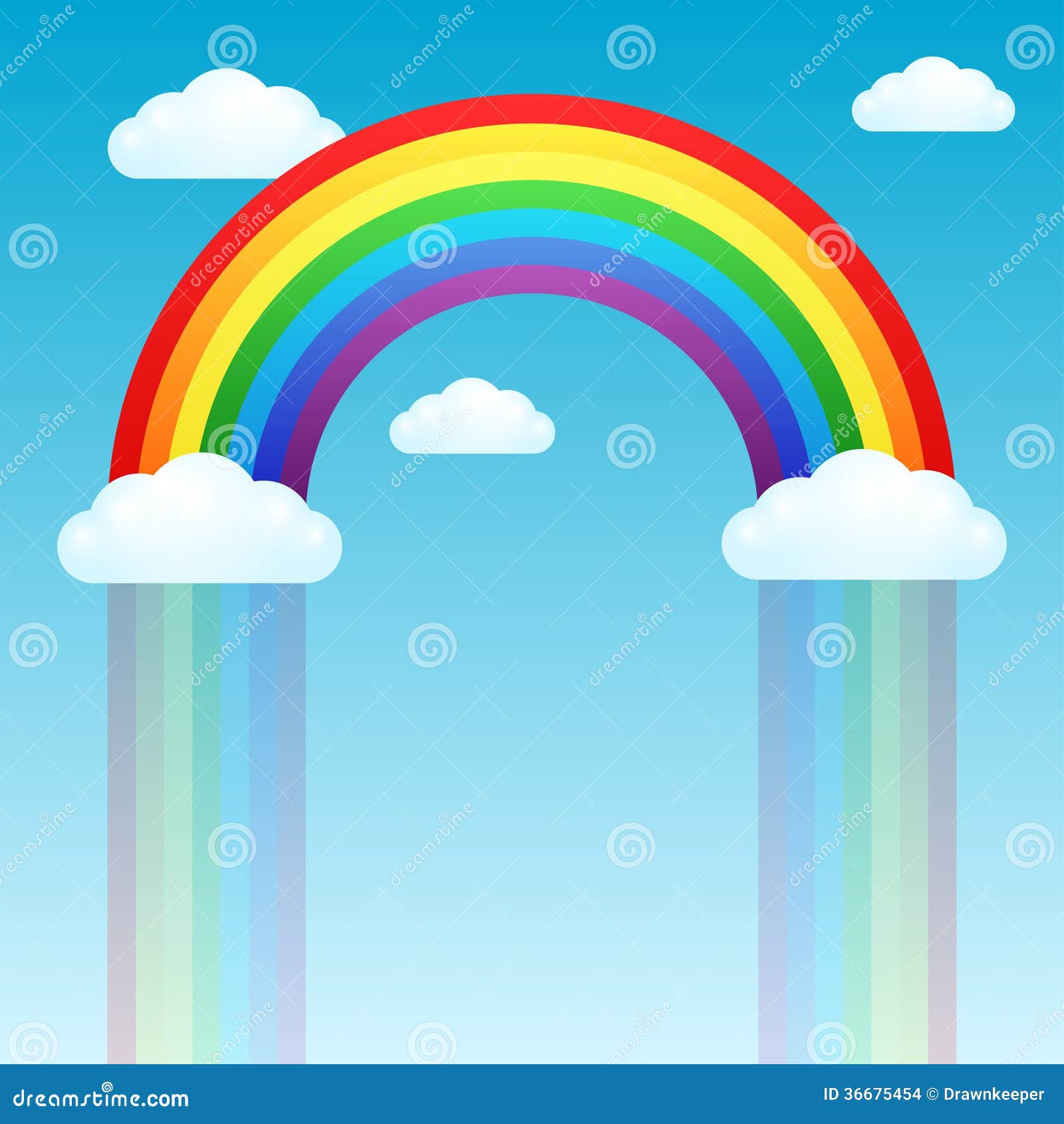 Rainbow Rain and Clouds in the Sky Stock Vector - Illustration of ...