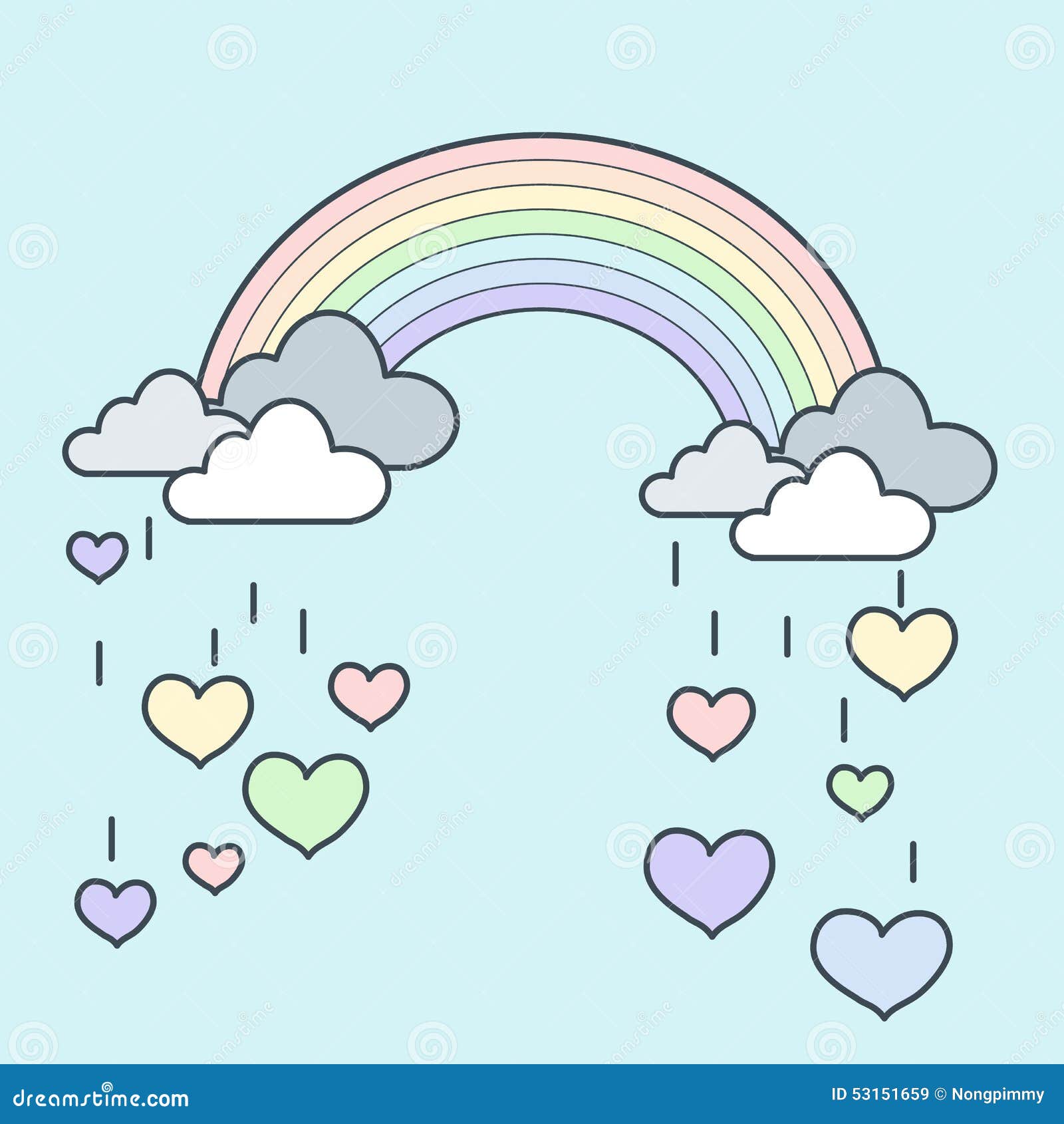 Rainbow Rain Heart stock vector. Illustration of rainbow - 53151659